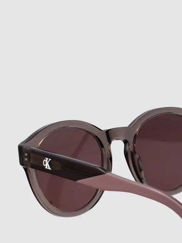 Calvin Klein Round Acetate Sunglasses With Monogram Detail - Grey