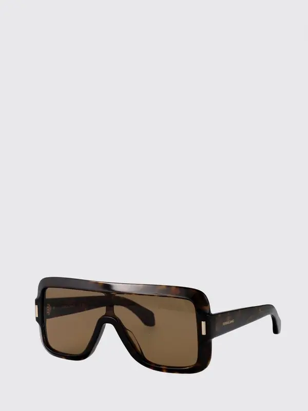 FERRAGAMO Tortoiseshell Rectangular Shield Sunglasses - Brown