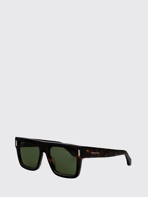 FERRAGAMO Rectangular Acetate Sunglasses With Logo - Brown