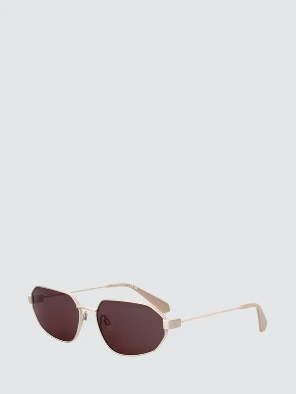 Calvin Klein Oval Metal Sunglasses - Silver