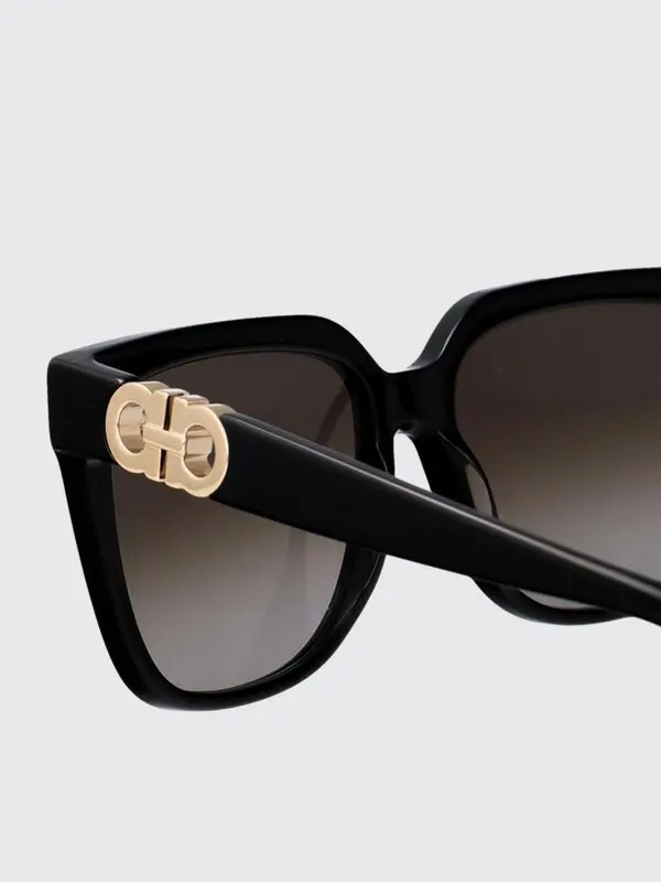 FERRAGAMO Rectangular Cat-eye Acetate Sunglasses With Gancini Logo - Black