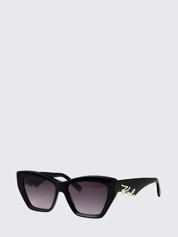 Karl Lagerfeld Acetate Cat Eye Sunglasses With Metallic Logo - Black