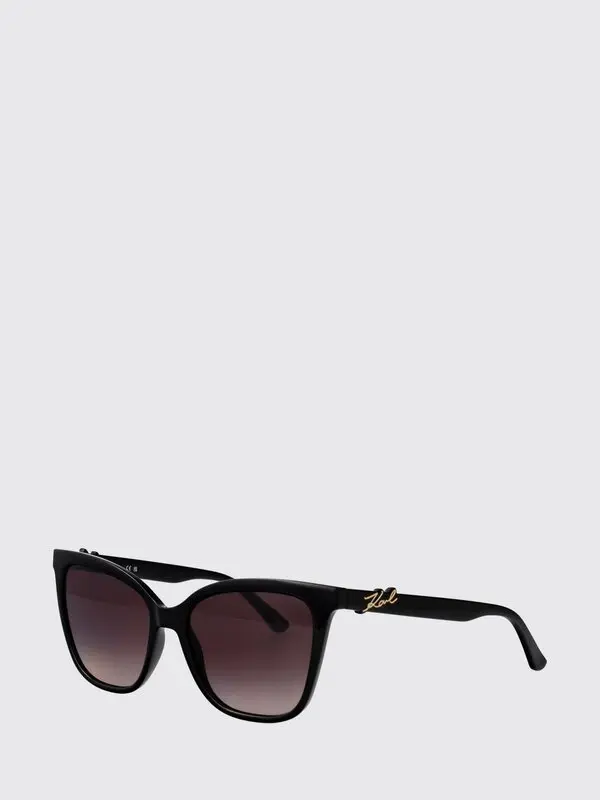 Karl Lagerfeld Cat Eye Acetate Sunglasses With Metallic Logo - Black