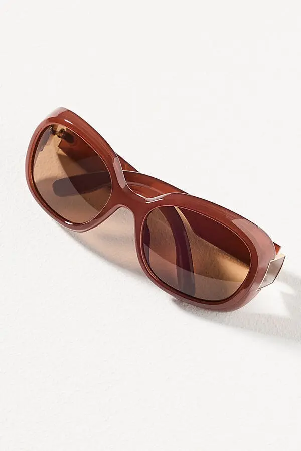 I-SEA Oversized Wrapped Circle Sunglasses - Rust