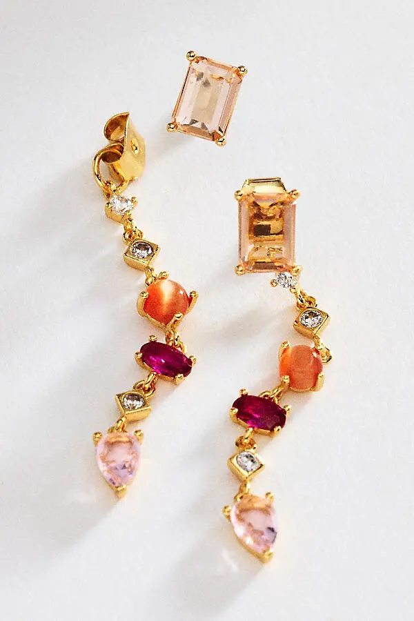 Anthropologie Drippy Stone Earrgs - Pink Pattern