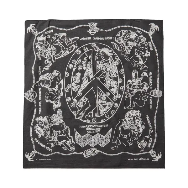 Kapital Fastcolor Selvedge Bandana - Black