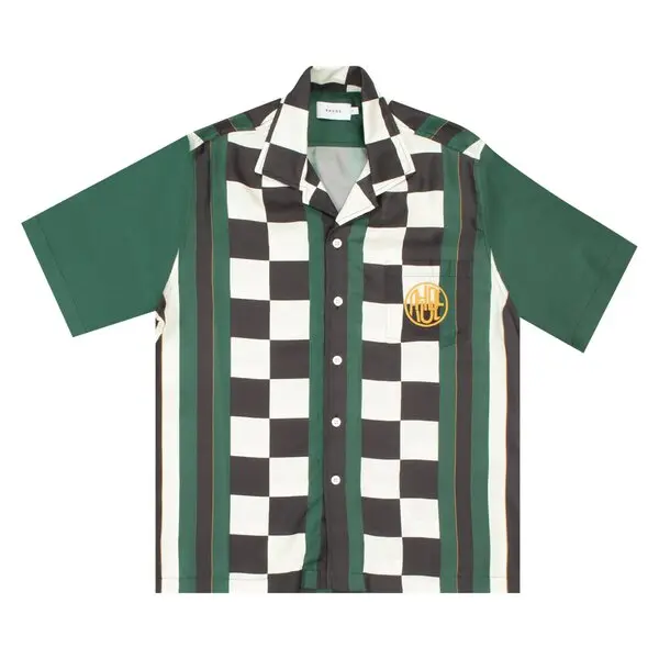 Rhude Race Flag Button Down 'forestwhite