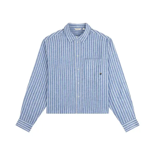 Aimé Leon Dore Striped Linen Casual Shirt 'soft Chambray