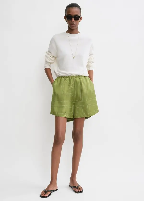 TOTEME Monogram Silk Pj Shorts