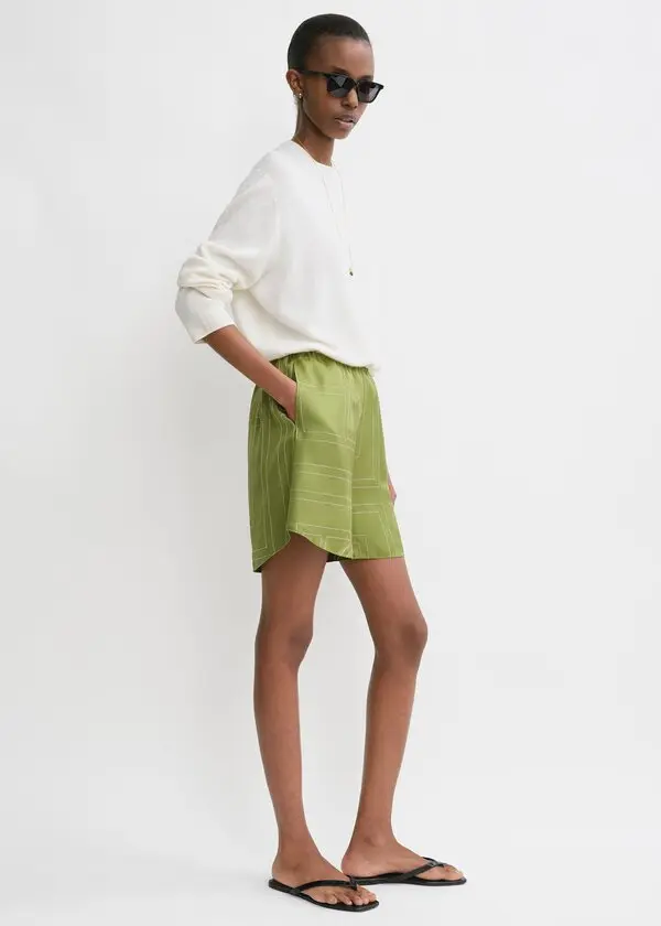 TOTEME Monogram Silk Pj Shorts