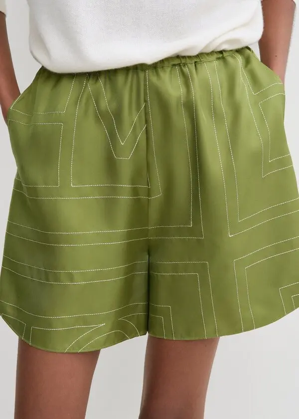 TOTEME Monogram Silk Pj Shorts