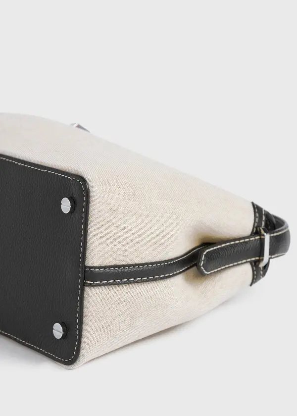 TOTEME T-lock Canvas Top Handle Ecru/black