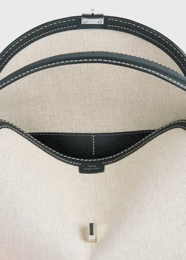 TOTEME T-lock Canvas Top Handle Ecru/black