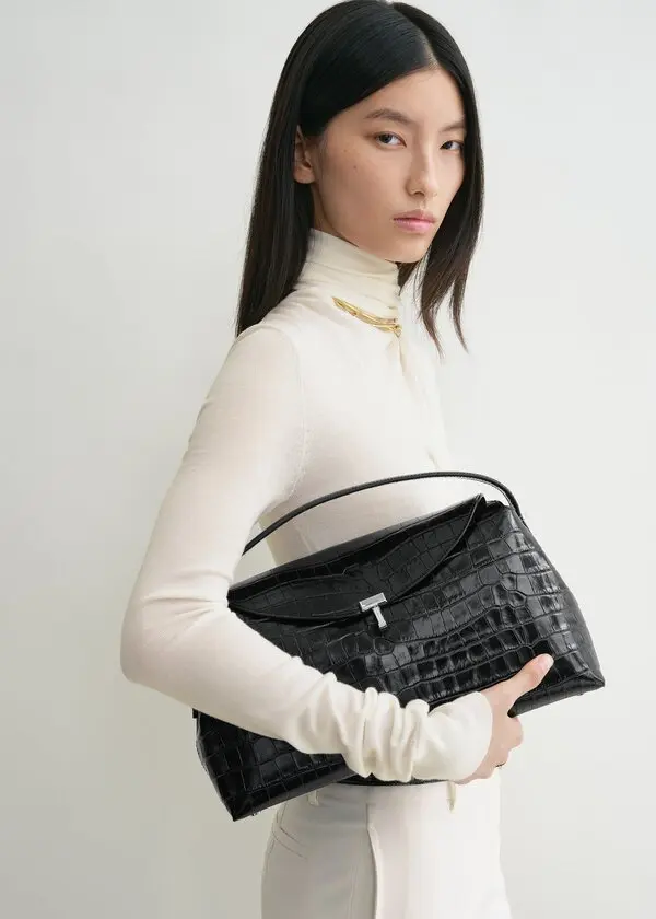 TOTEME T-lock Croco-embossed Top Handle