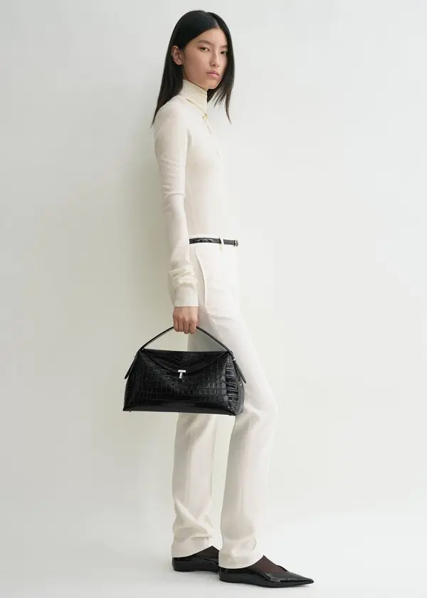 TOTEME T-lock Croco-embossed Top Handle