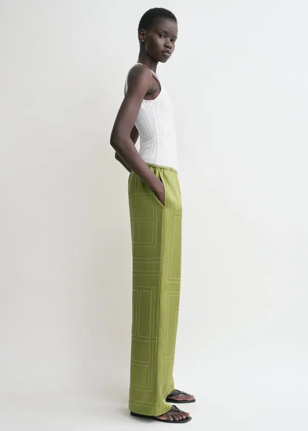 TOTEME Monogram Silk Pj Bottoms