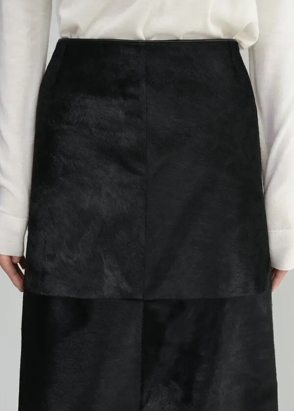 TOTEME Pony Hair-effect Calf Leather Midi Skirt