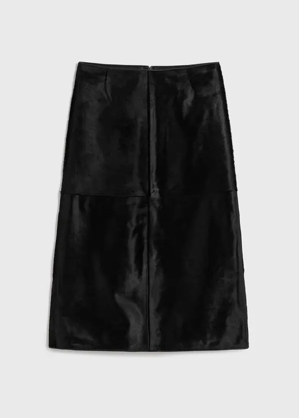 TOTEME Pony Hair-effect Calf Leather Midi Skirt