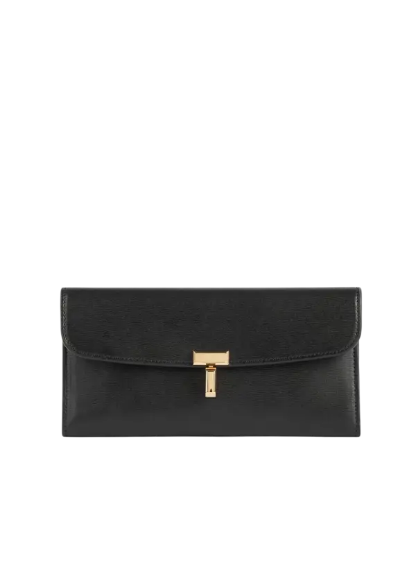 TOTEME T-lock Leather Wallet - Black