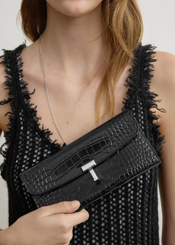 TOTEME T-lock Croco-embossed Wallet