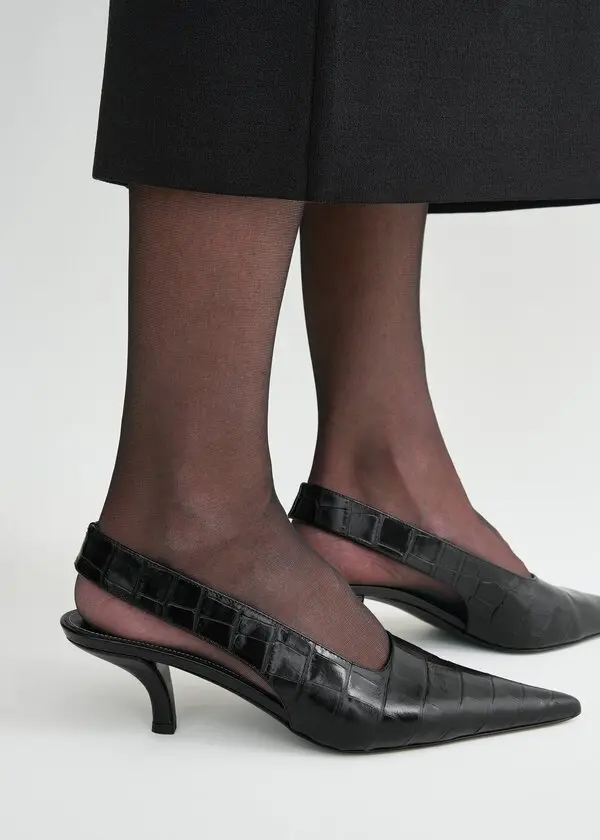 TOTEME Classic Croco-embossed Slingbacks
