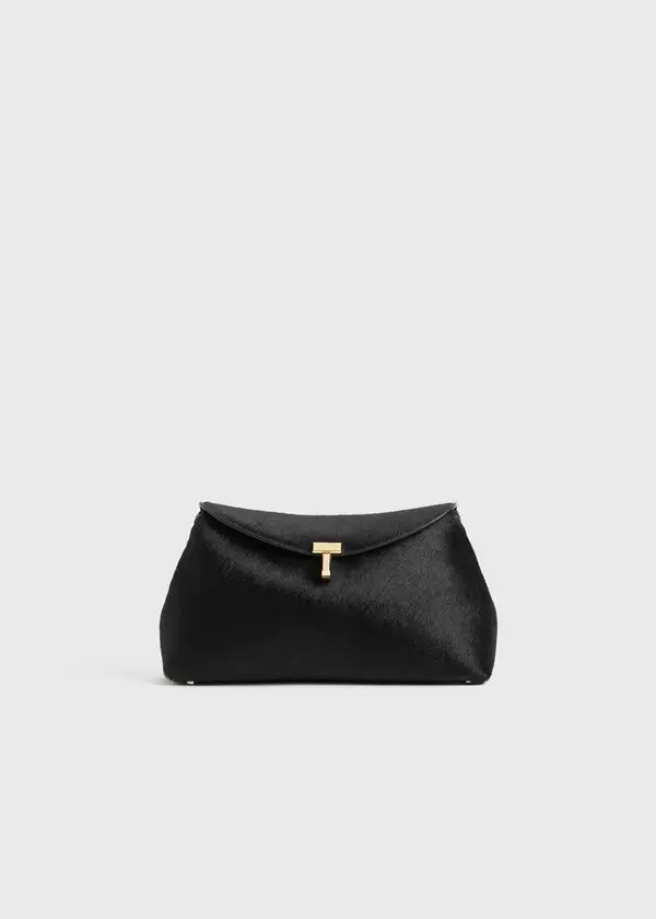 TOTEME T-lock Pony Hair Clutch - Black