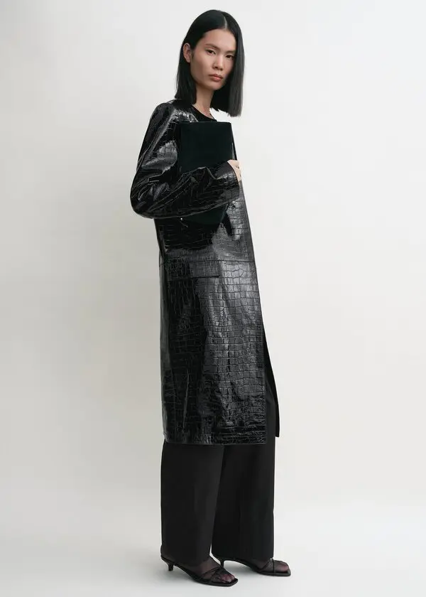 TOTEME Croc-embossed Patent Leather Coat