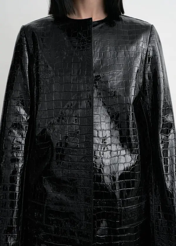 TOTEME Croc-embossed Patent Leather Coat