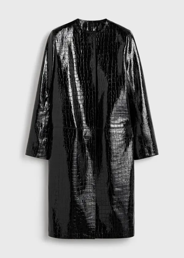 TOTEME Croc-embossed Patent Leather Coat