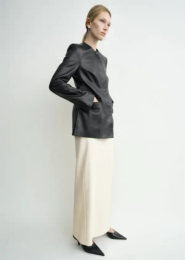 TOTEME Collarless Leather Jacket
