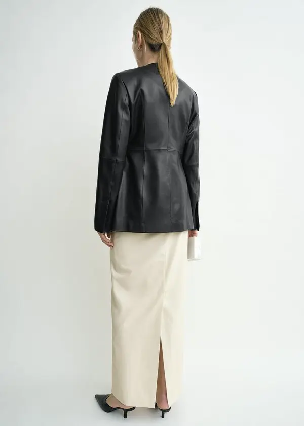 TOTEME Collarless Leather Jacket