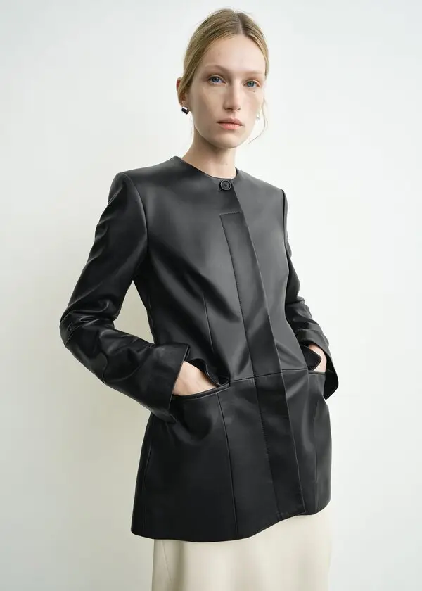 TOTEME Collarless Leather Jacket