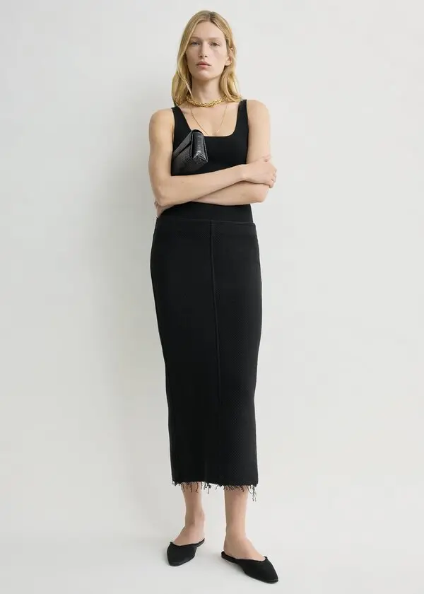 TOTEME Long Fringed Jersey Skirt