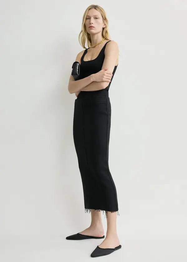 TOTEME Long Fringed Jersey Skirt