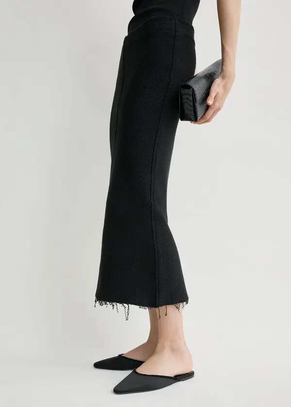 TOTEME Long Fringed Jersey Skirt