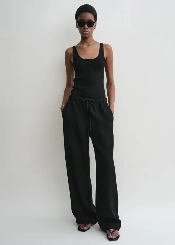 TOTEME Woven Stripe Drawstring Trousers