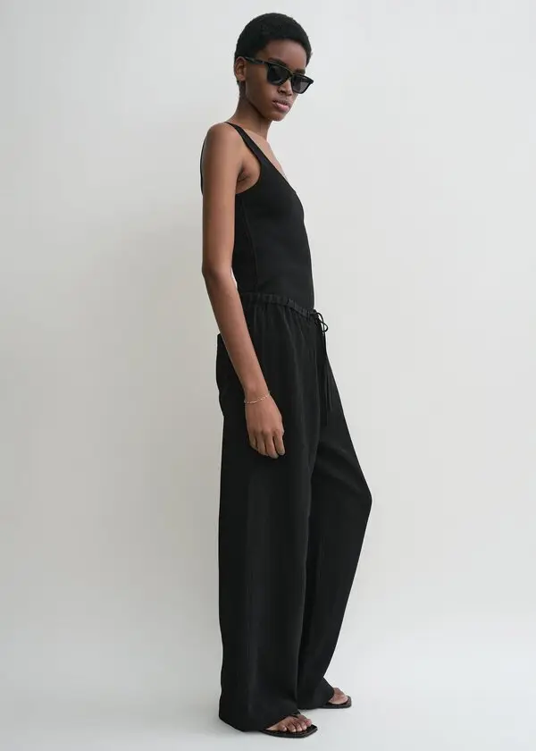 TOTEME Woven Stripe Drawstring Trousers