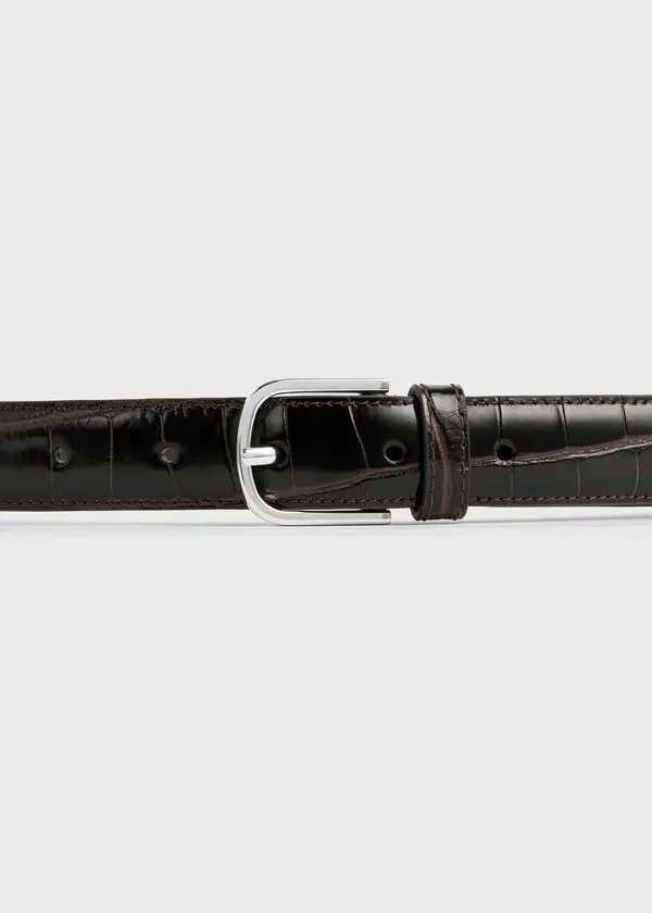 TOTEME Slim Croco-embossed Belt