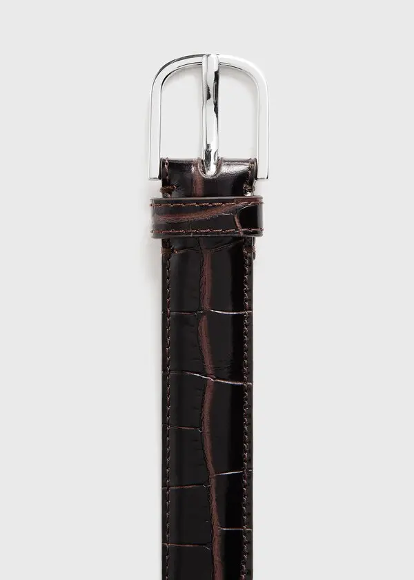 TOTEME Slim Croco-embossed Belt