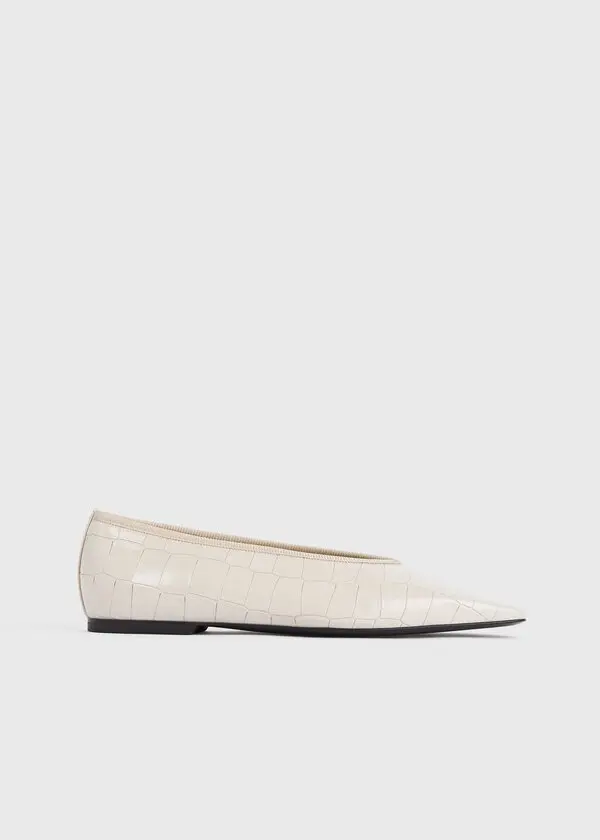 TOTEME Minimalist Croco-embossed Ballerinas