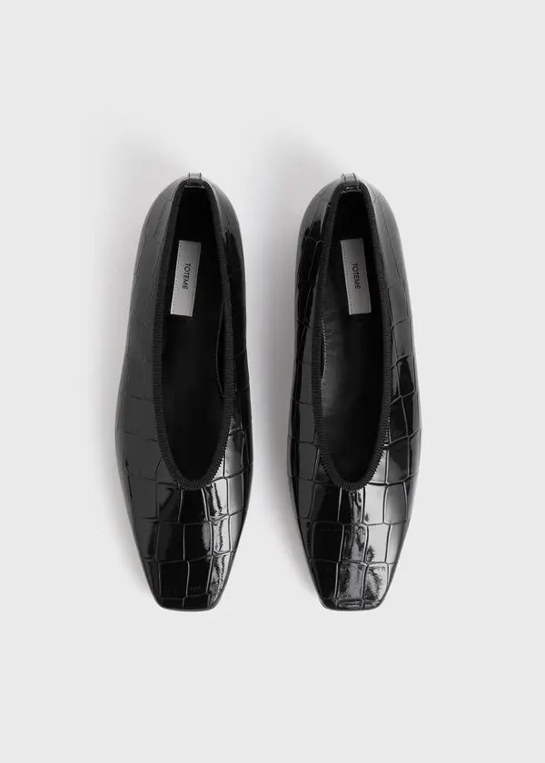 TOTEME Minimalist Croco-embossed Ballerinas