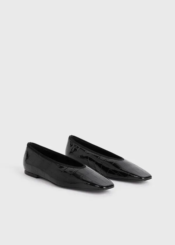 TOTEME Minimalist Croco-embossed Ballerinas