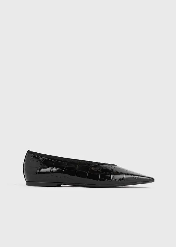 TOTEME Minimalist Croco-embossed Ballerinas