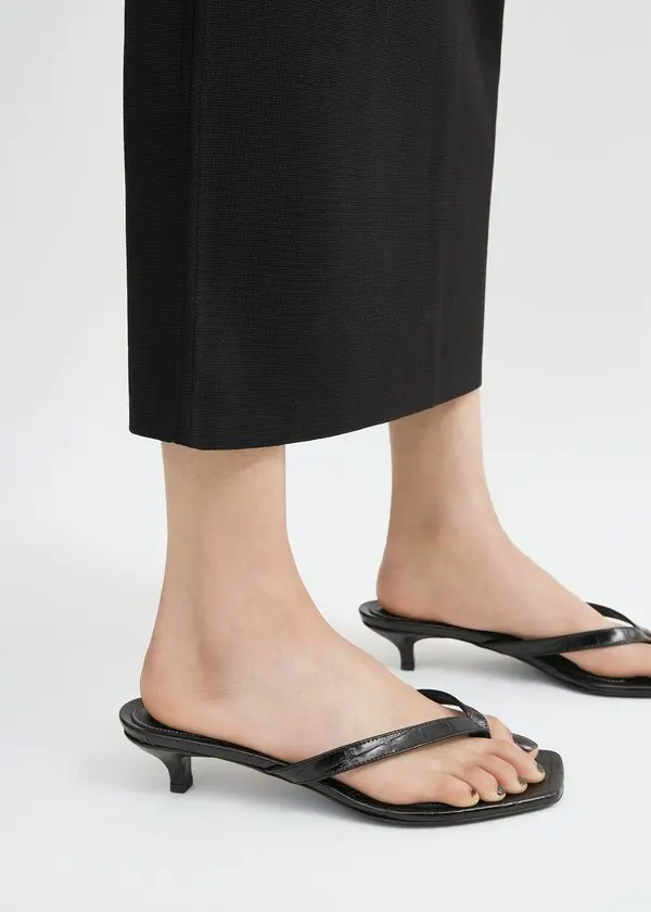 TOTEME Croco-embossed Heeled Flip Flops