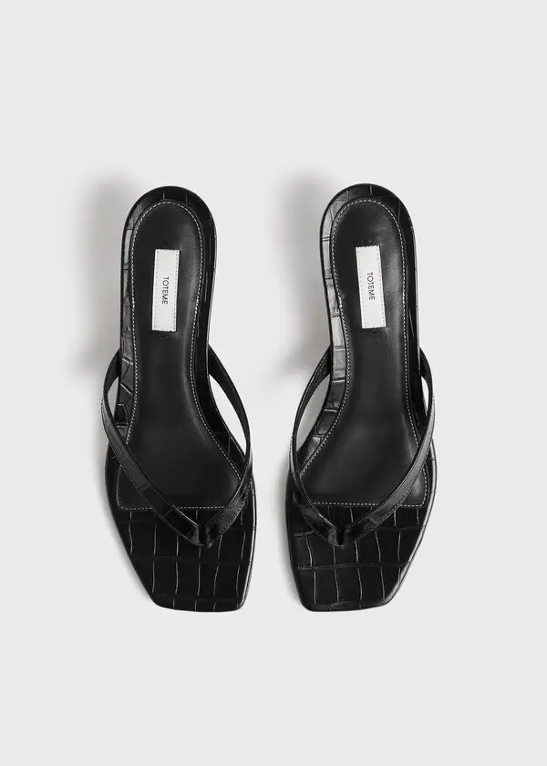 TOTEME Croco-embossed Heeled Flip Flops