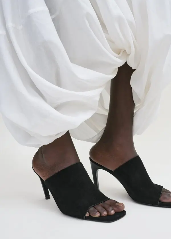 TOTEME Velour-leather Bandeau Mules