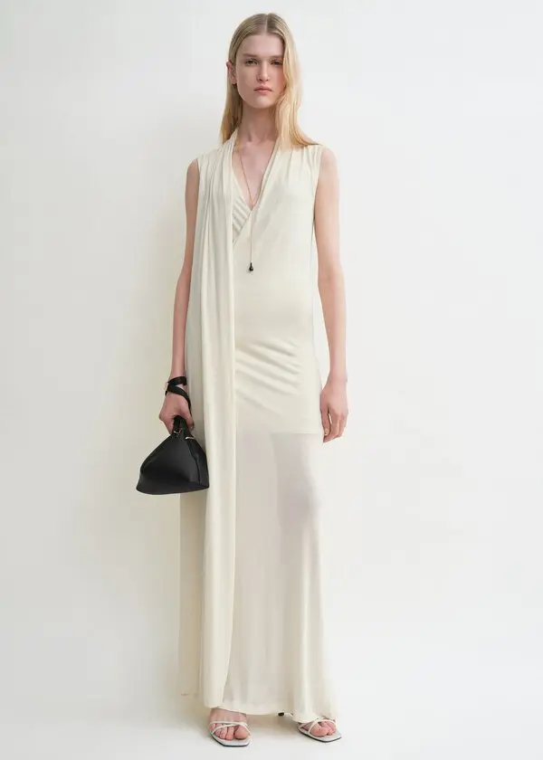 TOTEME Overlapped Scarf Dress - Ecru