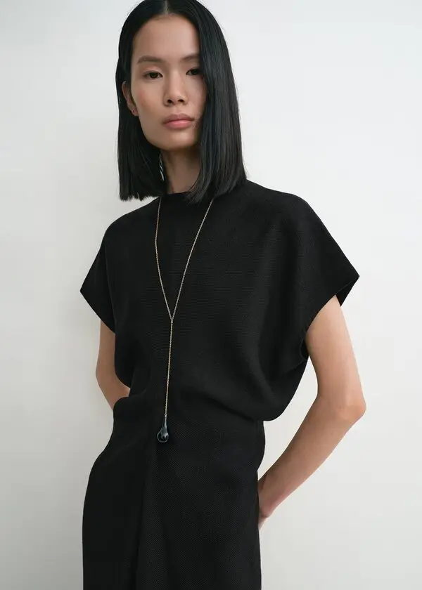 TOTEME Slouch Waist Basketweave Maxi Dress - Black