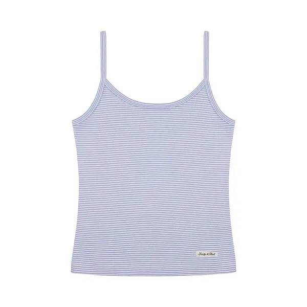 SPORTY & RICH Signature Logo House Tank 'periwinkle Stripe/black - Blue