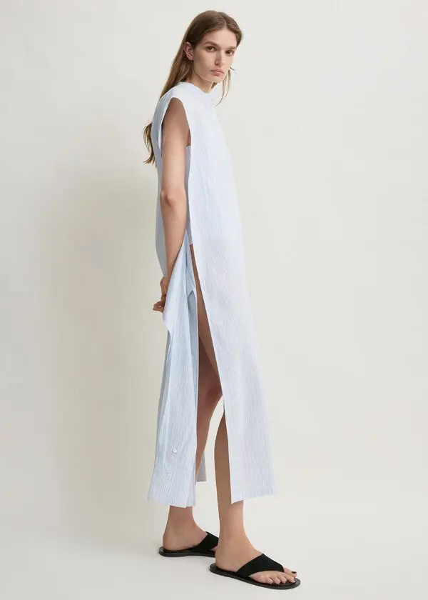 TOTEME Striped Tie-sleeve Dress Blue/white